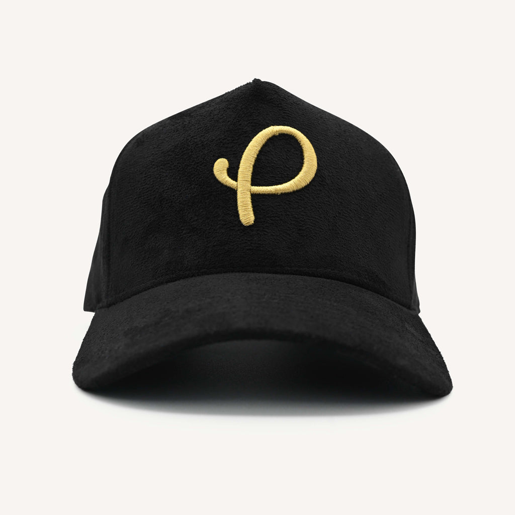 Classic Suede P Logo Hat Black | Gold Presidents