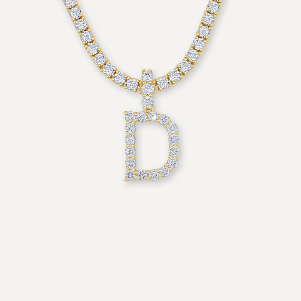 Diamond Letter Necklace & 3mm Tennis Chain - Pres