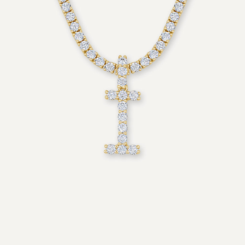 Diamond Letter Necklace & 3mm Tennis Chain - Pres