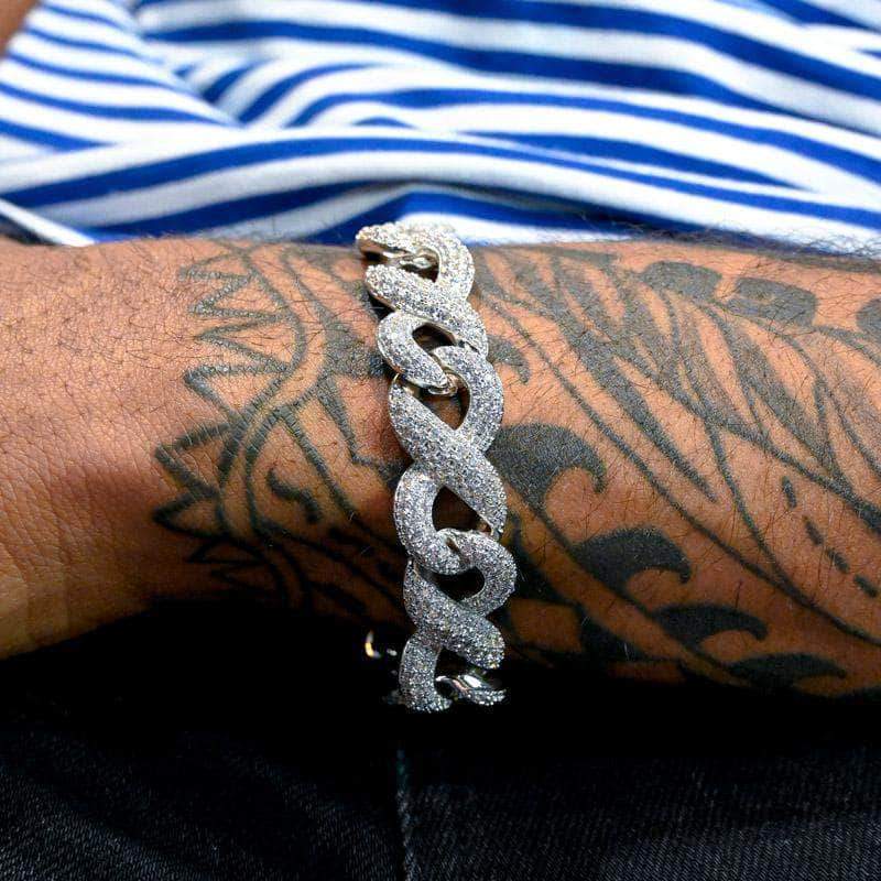 Infinity Cuban Link Bracelet in White Gold - Pres